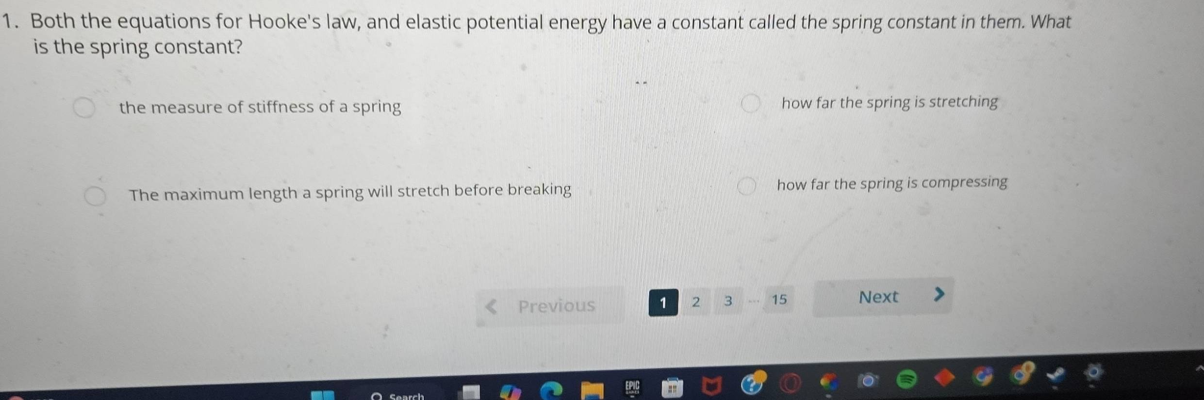 Solved: Both the equations for Hooke's law, and elastic potential ...
