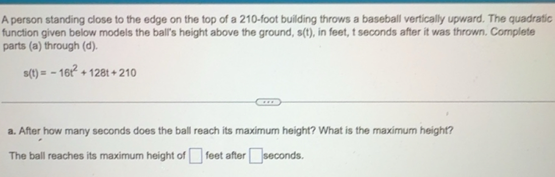 Solved: A person standing close to the edge on the top of a 210-foot ...