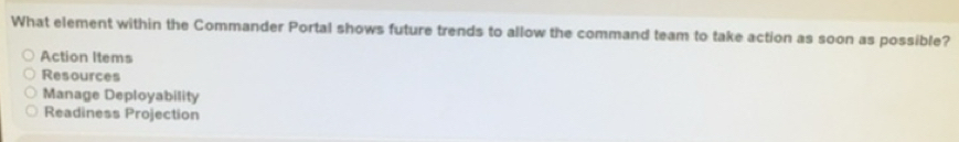 Solved: What element within the Commander Portal shows future trends to ...