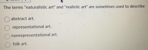 Solved: The terms "naturalistic art" and "realistic art" are sometimes ...