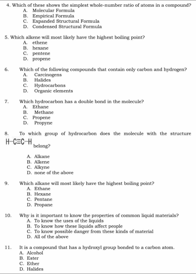Solved: Which of these shows the simplest whole-number ratio of atoms ...