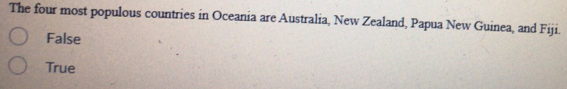 Solved: The four most populous countries in Oceania are Australia, New ...