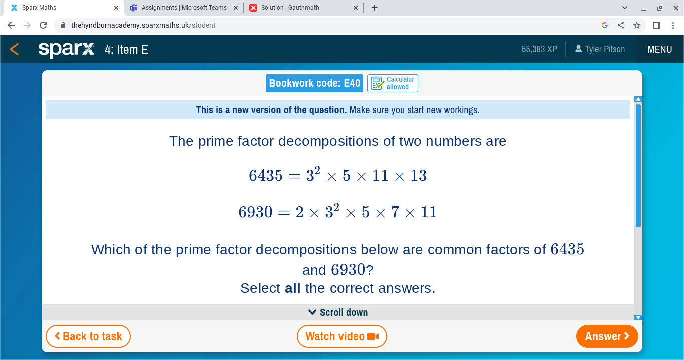 Solved: Sparx Maths Assignments | Microsoft Teams Solution - Gauthmath ...
