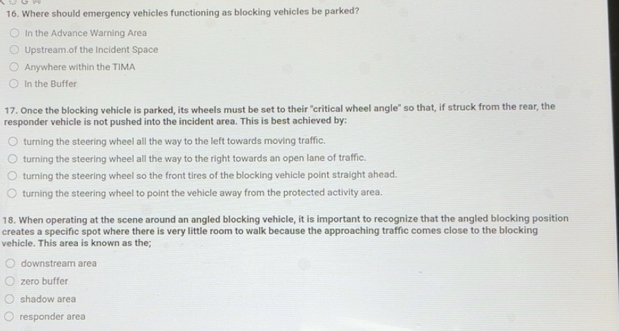 Solved: Where should emergency vehicles functioning as blocking ...