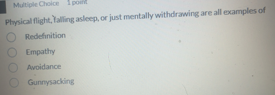 Solved: Physical flight, falling asleep, or just mentally withdrawing ...