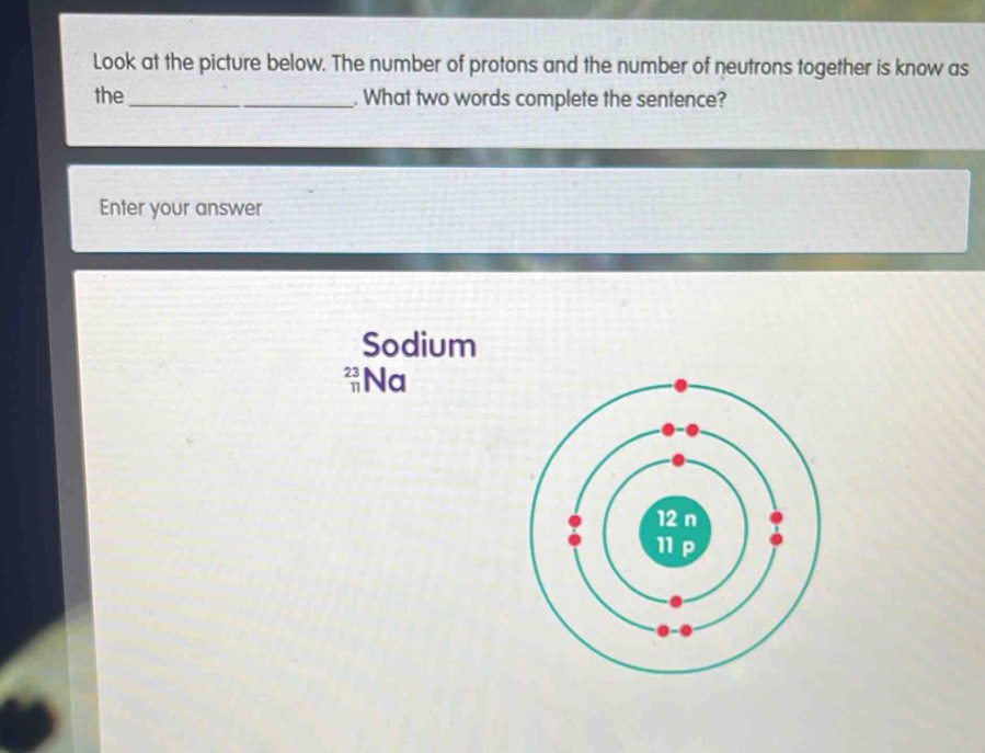 Solved: Look at the picture below. The number of protons and the number ...