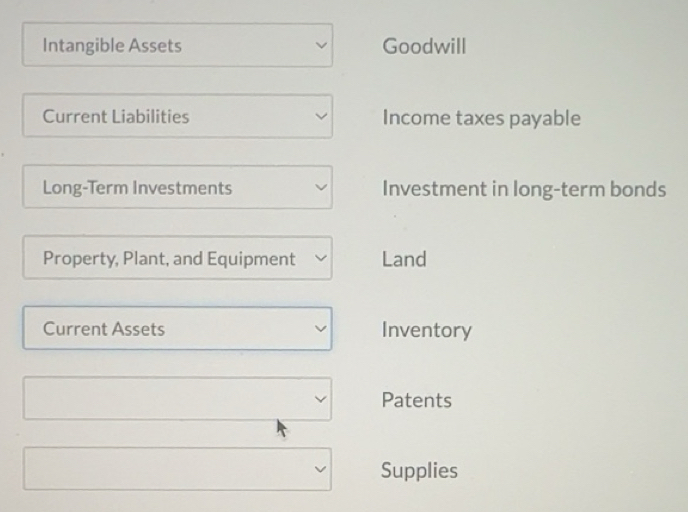 Solved: Intangible Assets Goodwill Current Liabilities Income taxes ...