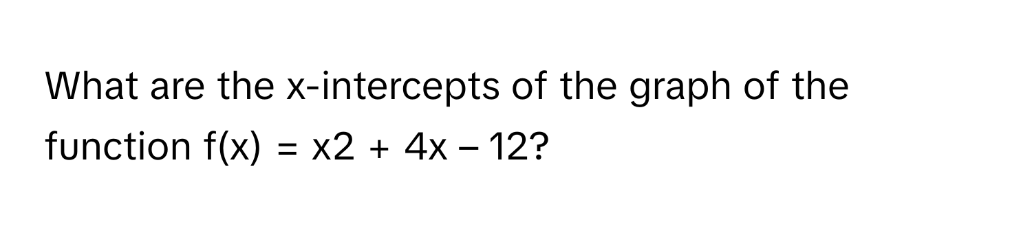 Solved: What are the x-intercepts of the graph of the function f(x ...