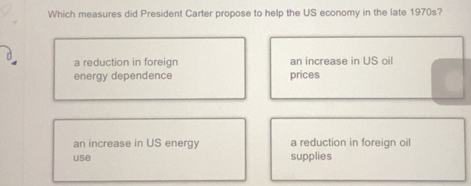 Solved: Which measures did President Carter propose to help the US ...