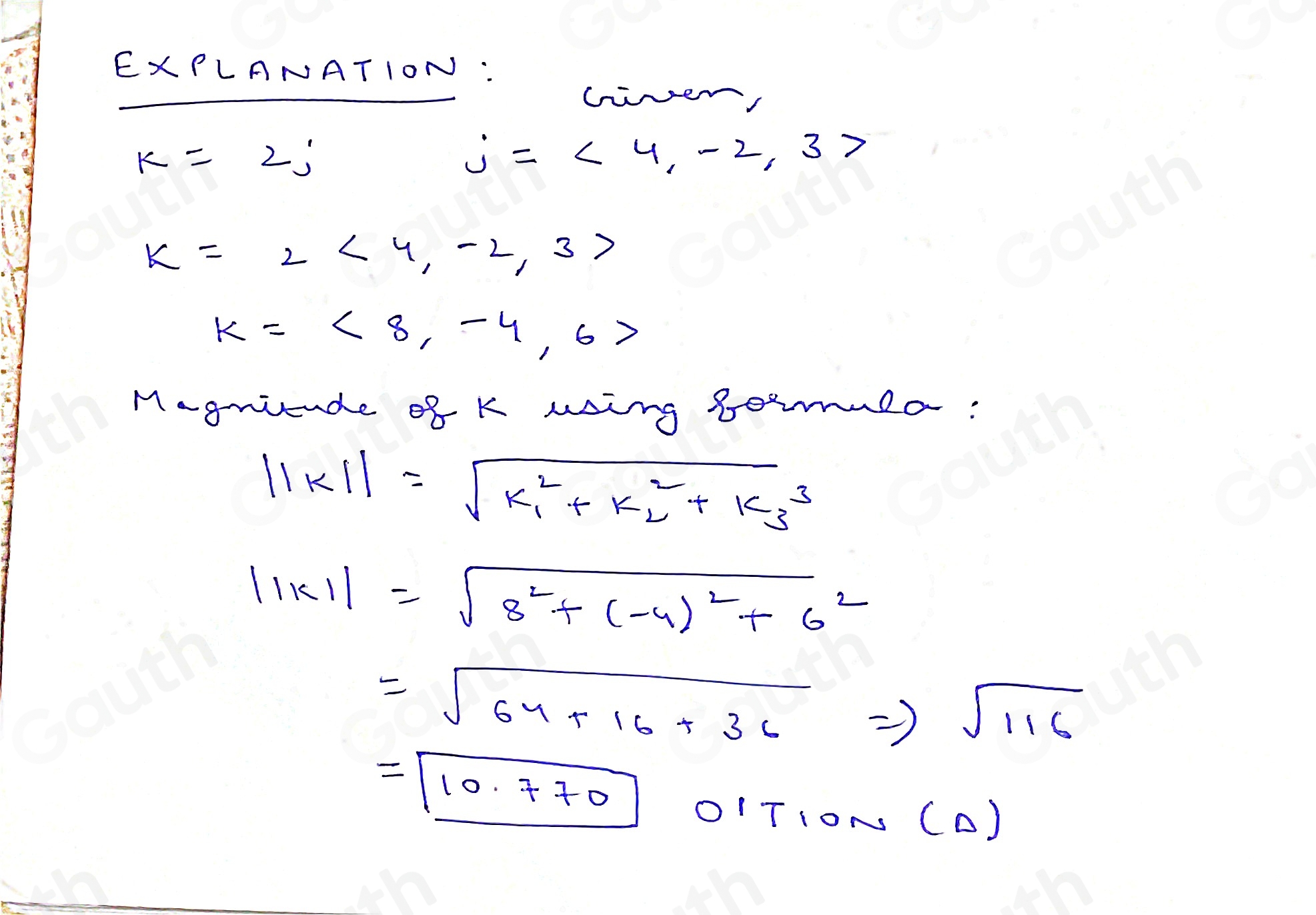 Solved: Let vector j= and vector k=vector 2j. Find ||vector k| to the ...