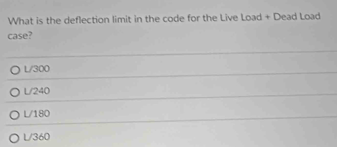 Solved: What is the deflection limit in the code for the Live Load ...