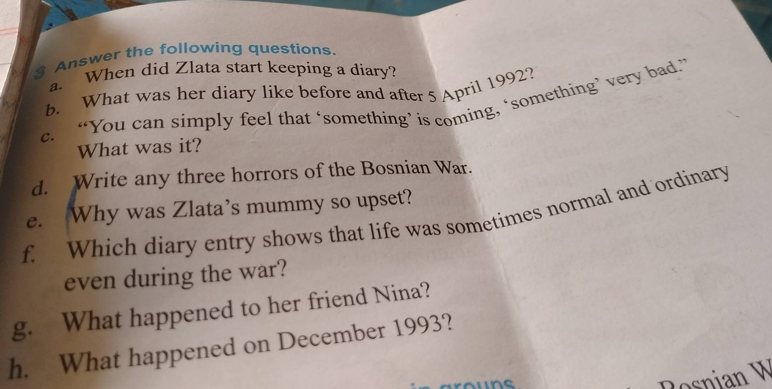 Solved: Answer the following questions. a. When did Zlata start keeping ...