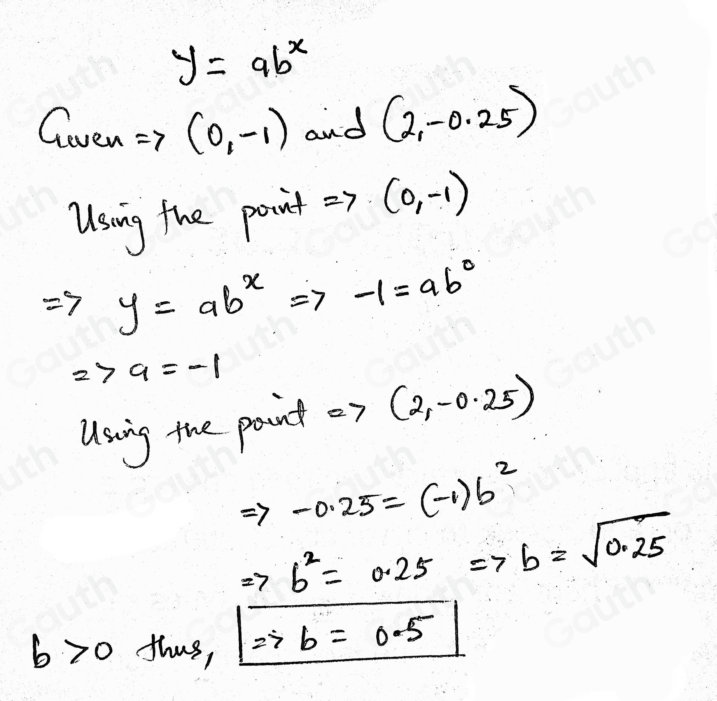 Solved: The graph of y=a(b^x) , where a and b are constants and b>0 ...