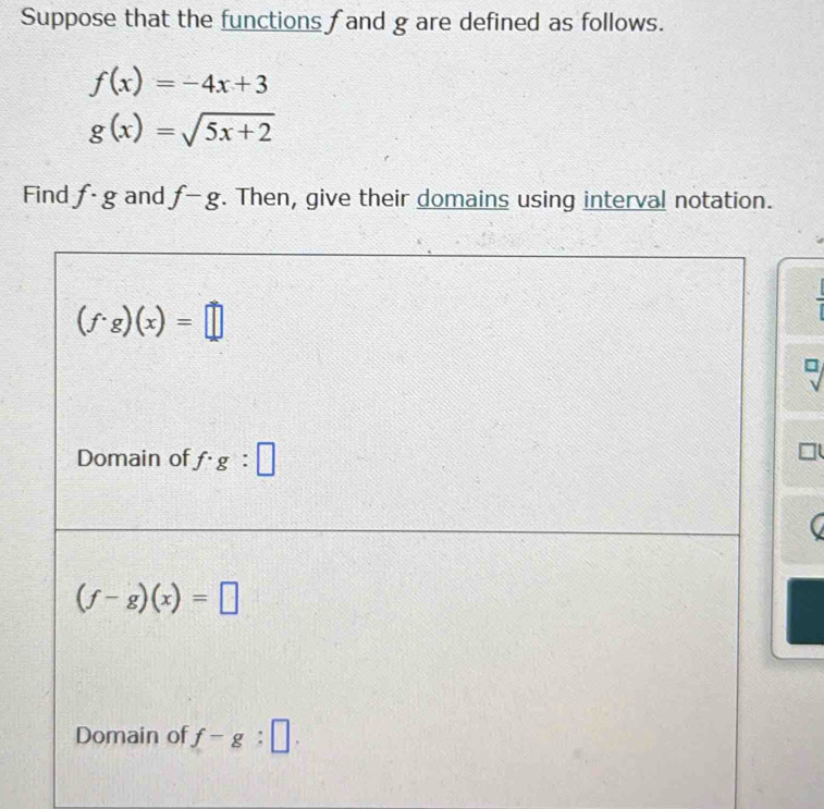 Solved: Suppose that the functions f and g are defined as follows. f(x ...