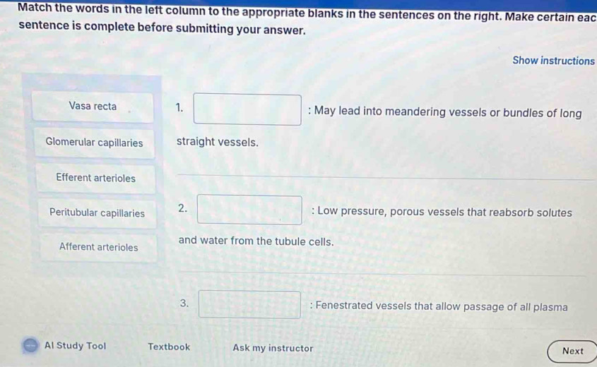 Solved: Match the words in the left column to the appropriate blanks in ...