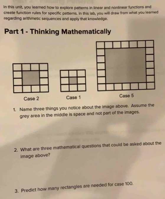 Solved: In this unit, you learned how to explore patterns in linear and ...
