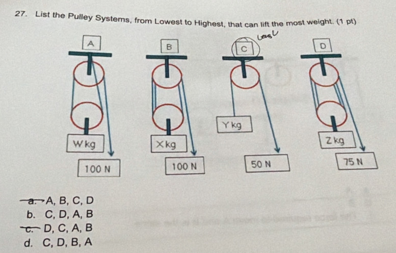 Solved: List the Pulley Systems, from Lowest to Highest, that can lift ...