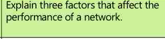 Solved: Explain three factors that affect the performance of a network ...