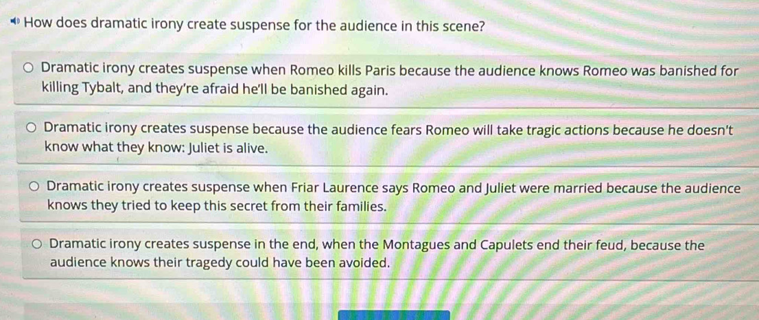 Solved: How does dramatic irony create suspense for the audience in ...
