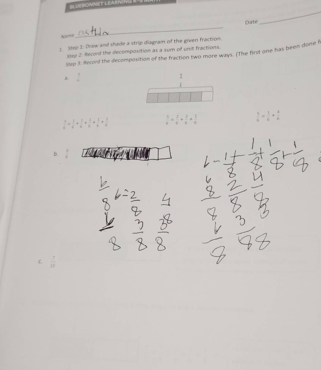 Solved: BLUEBONNET LEARNING K-5 MA _ Name_ Date 1. Step 1: Draw and ...