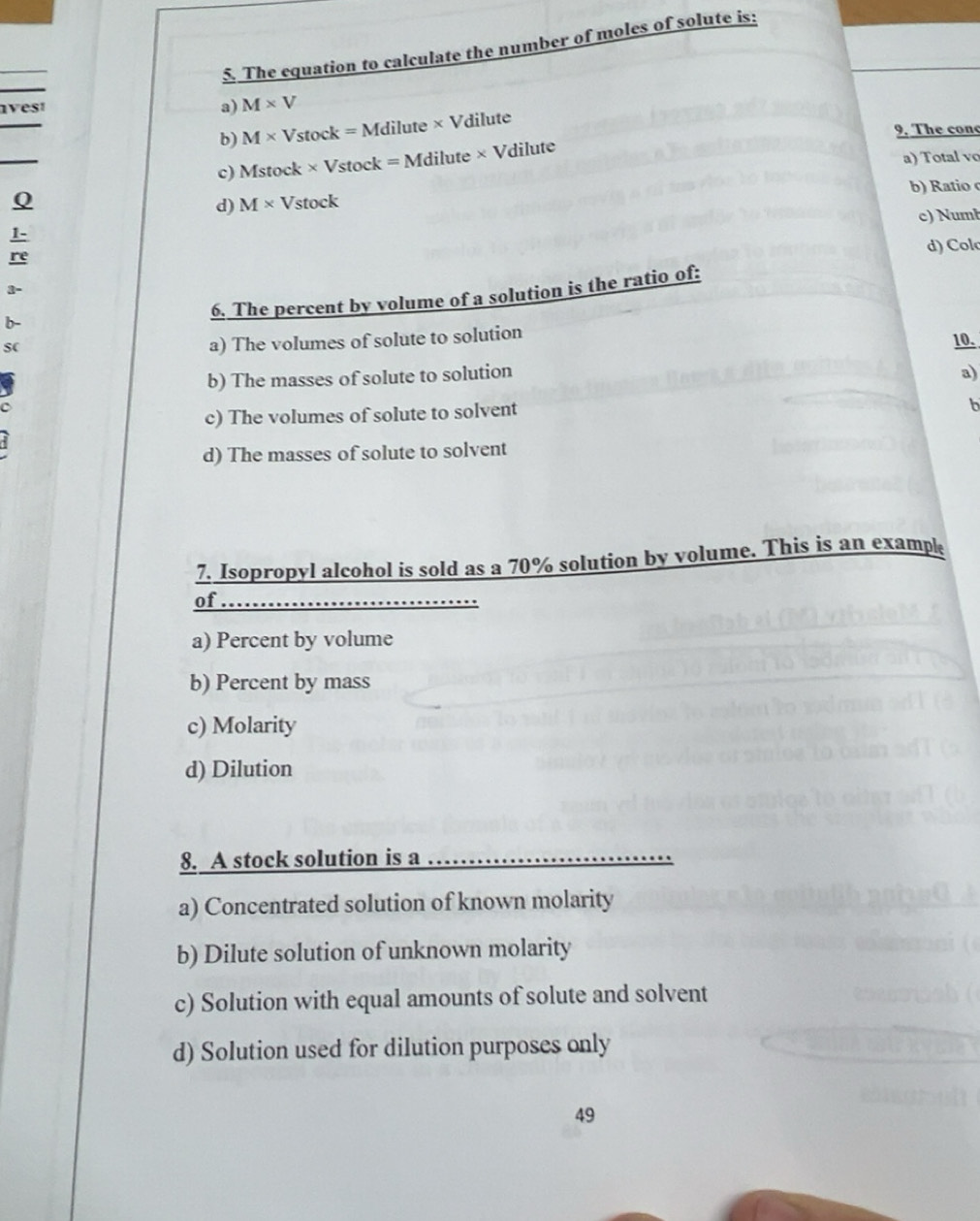 تم الحل:The equation to calculate the number of moles of solute is: v e ...