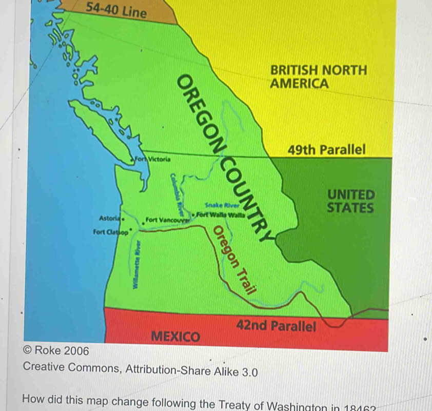 Solved: 54-40 Line How did this map change following the Treaty of ...