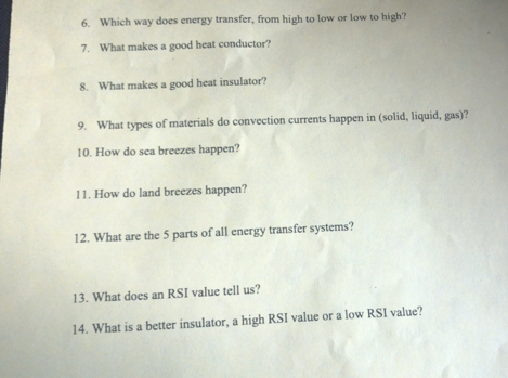 Solved: Which way does energy transfer, from high to low or low to high ...