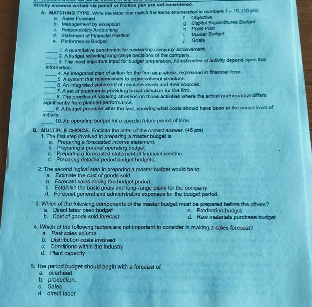 Solved: Strictly answers written via pencil or friction pen are not ...