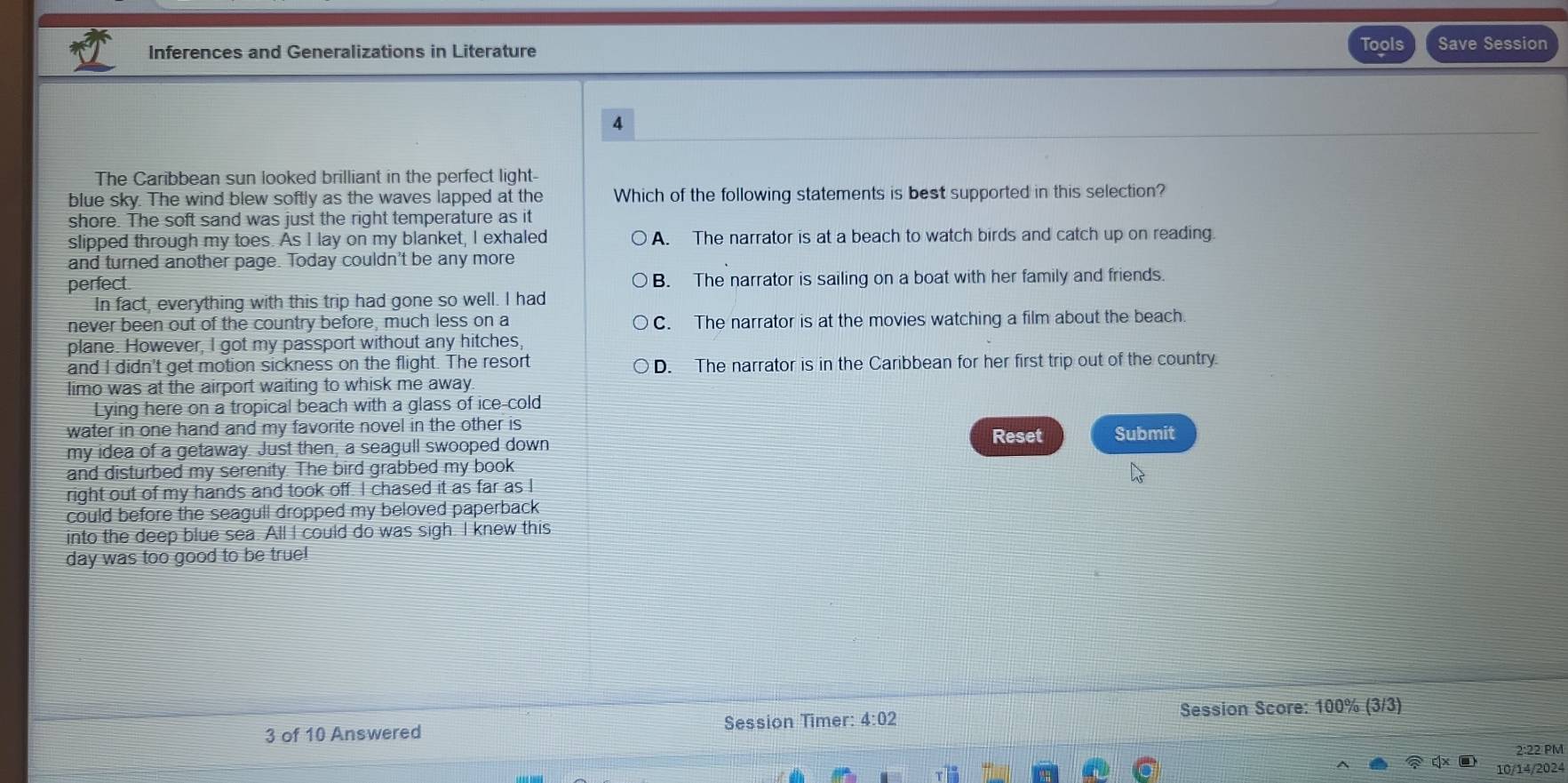Solved: TOOS Inferences and Generalizations in Literature Save Session ...