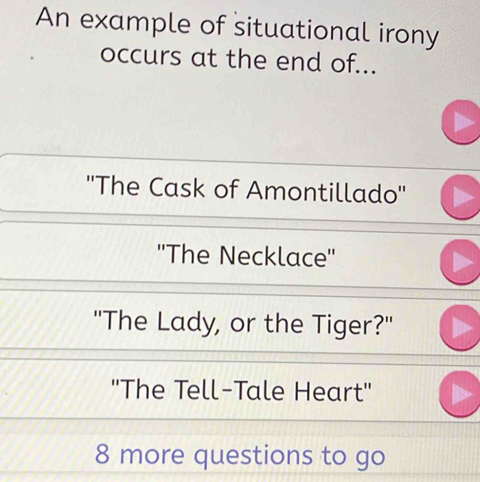 Solved: An example of situational irony occurs at the end of... ''The ...