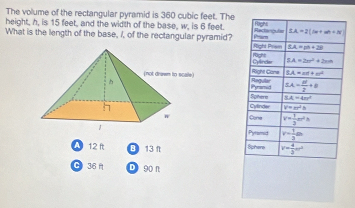 Solved: The volume of the rectangular pyramid is 360 cubic feet. The ...