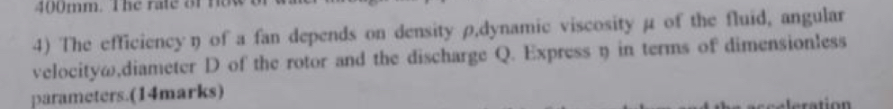 Solved: 400mm. The rate of nod 4) The efficiencyη of a fan depends on ...