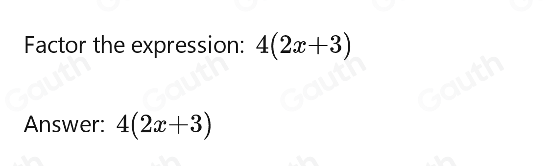 Solved: Factorise 8x+12 [Math]