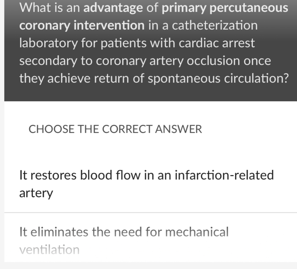 Solved: What is an advantage of primary percutaneous coronary ...