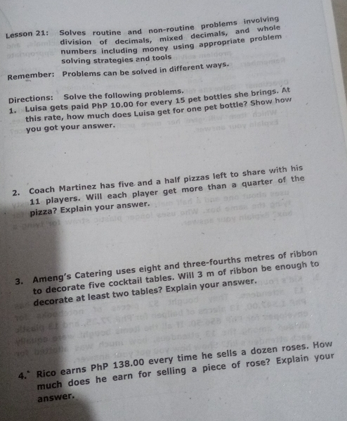 Solved: Lesson 21: Solves routine and non-routine problems involving ...