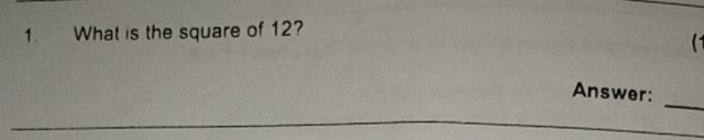 Solved: What is the square of 12? _ Answer: _ [Math]