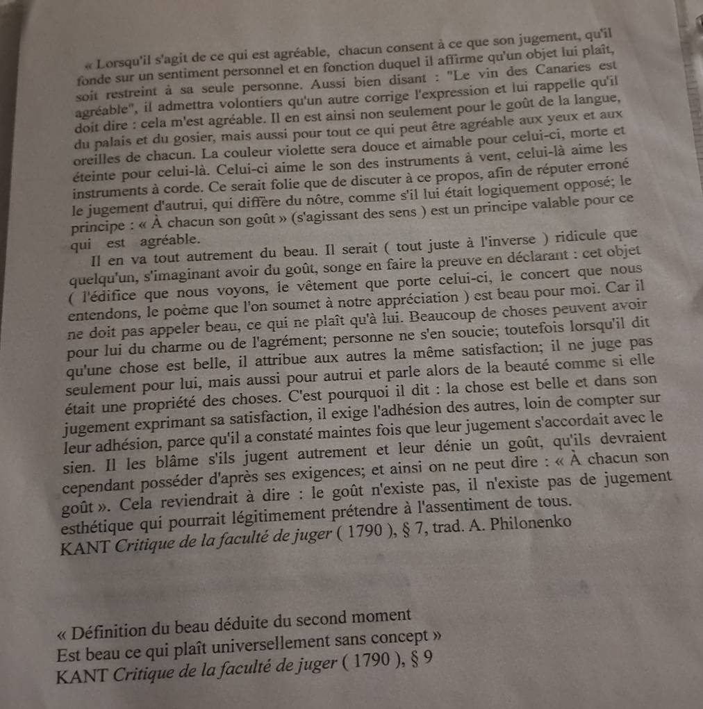 Résolu :« Lorsqu'il s'agit de ce qui est agréable, chacun consent à ce ...