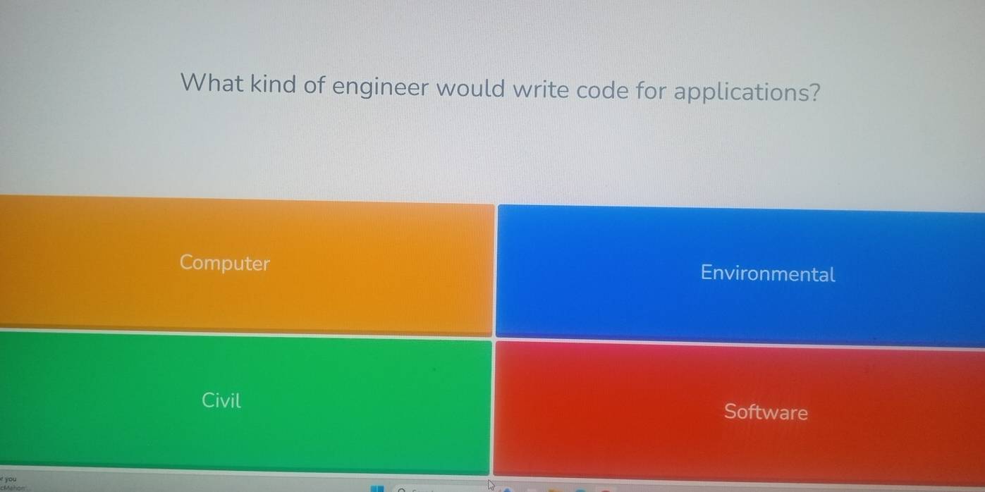 Solved: What kind of engineer would write code for applications ...