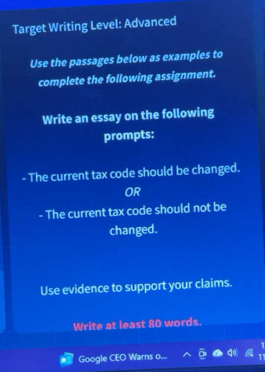 Solved: Target Writing Level: Advanced Use the passages below as examples to complete the follow ...