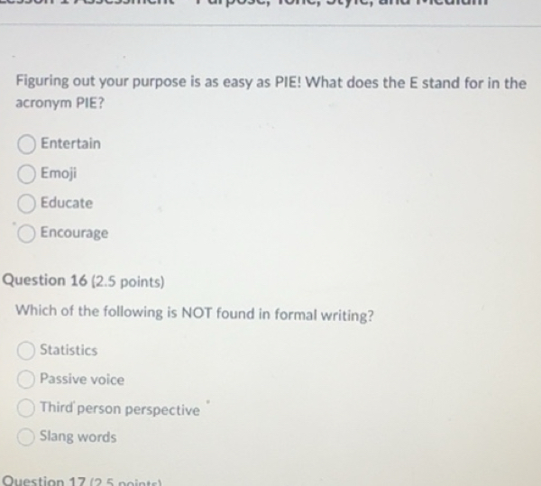 Solved: Figuring out your purpose is as easy as PIE! What does the E ...