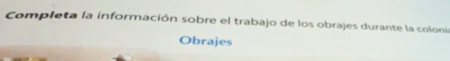 Resuelto:Completa la información sobre el trabajo de los obrajes ...
