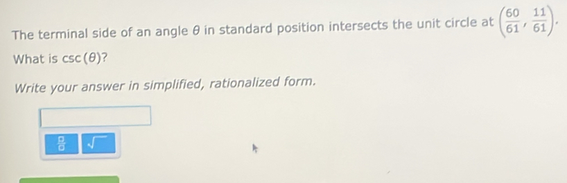Solved: The terminal side of an angle θ in standard position intersects ...