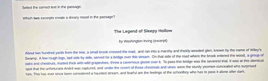 Solved: Select the correct text in the passage. Which two excerpts ...