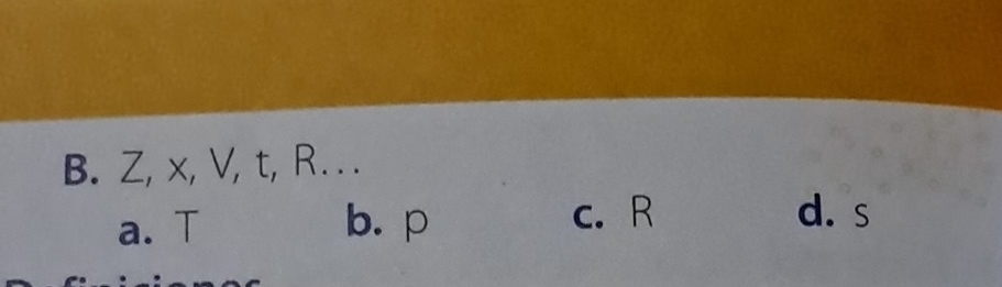 Resuelto:Z, x, V, t, R. . . c. R a. T b. p d. s