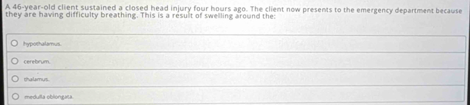 Solved: A 46-year-old client sustained a closed head injury four hours ...