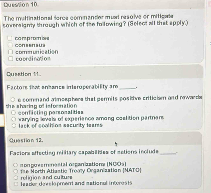 Solved: The multinational force commander must resolve or mitigate ...