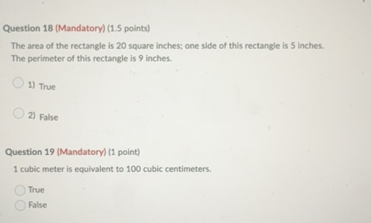 Solved: (Mandatory) (1.5 points) The area of the rectangle is 20 square ...