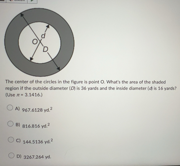 Solved: The center of the circles in the figure is point O. What's the ...