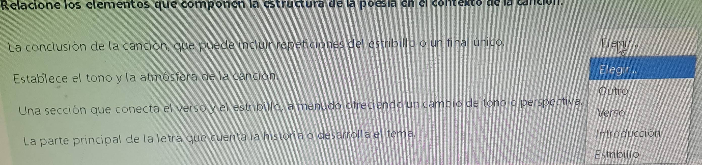 Resuelto:Relacione los elementos que componen la estructura de la ...