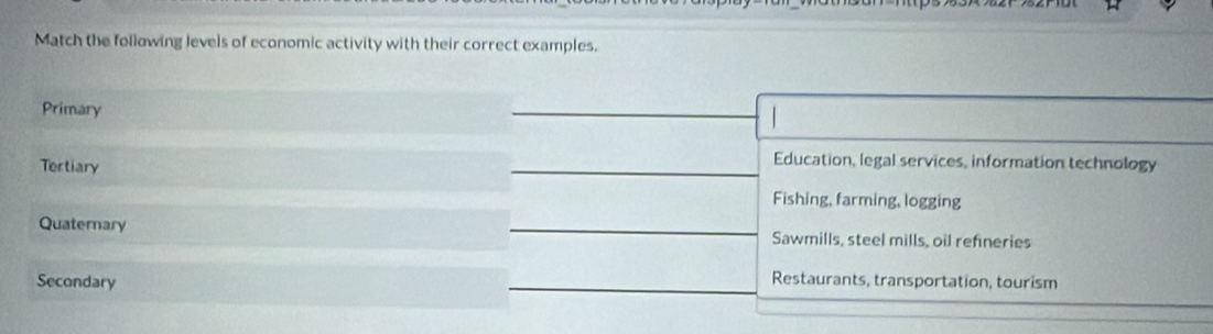 Solved: Match the following levels of economic activity with their ...